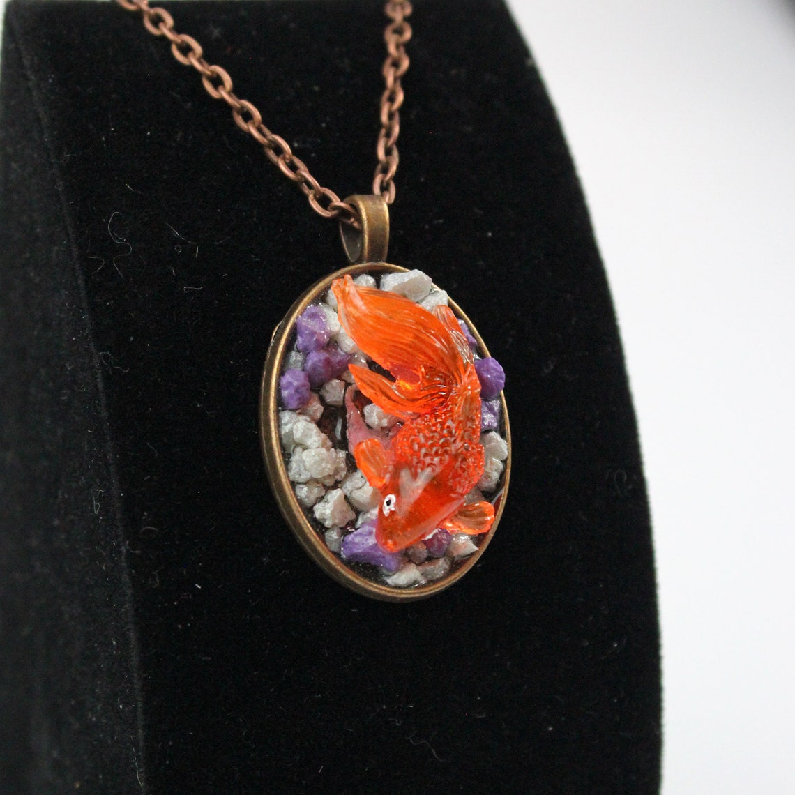 Purple Raw Stone Necklace Animal Fish Red Jewelry Unique - Etsy
