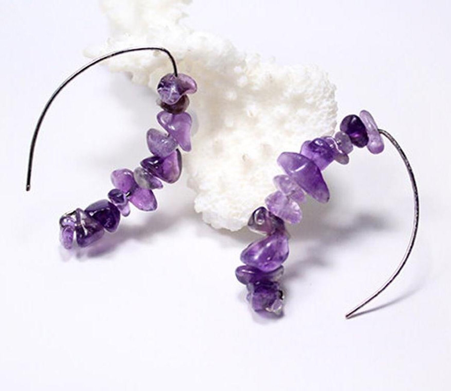 Amethyst Gemstone Earrings for Girlfriend Gifts Cluster Jewelry Purple ...