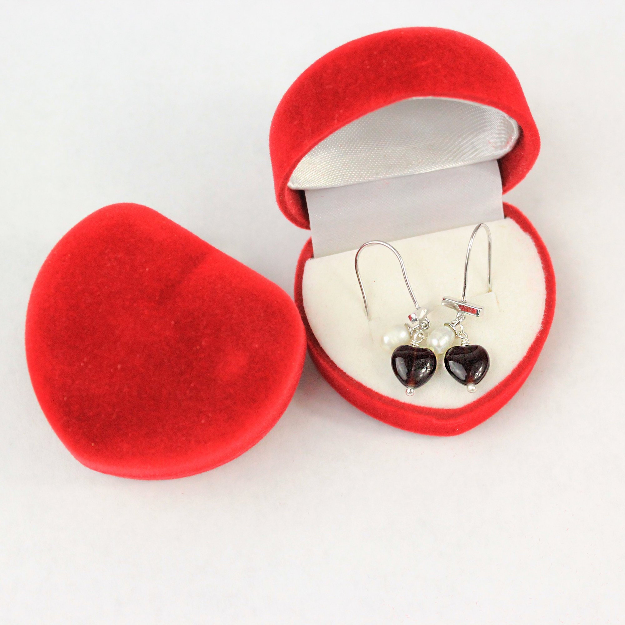 Valentines Day Special Heart Gift Dark Red Heart Earring | Etsy