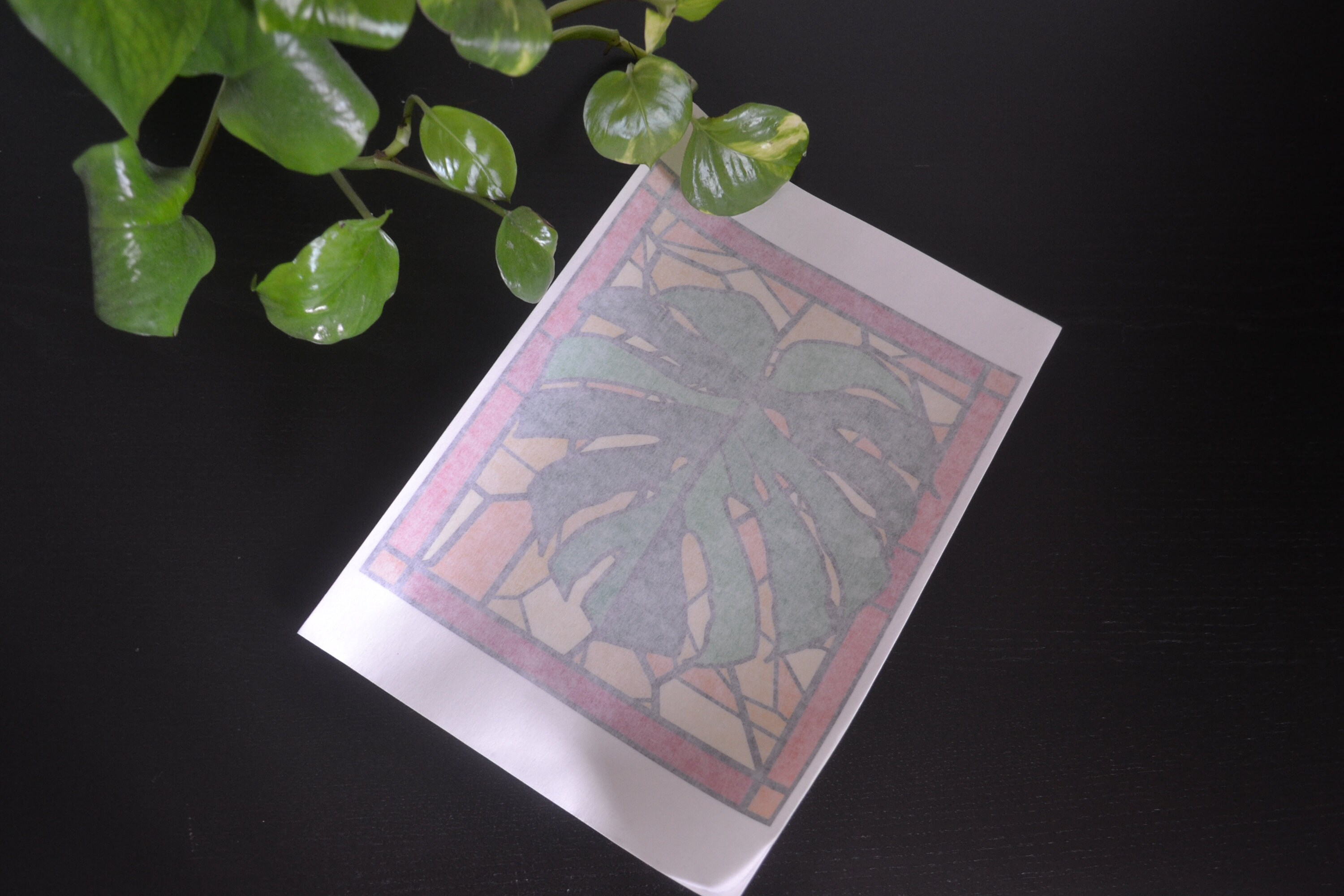 Monstera Tropical Leaf Stained Glass Effect Window Sticker | Etsy UK
