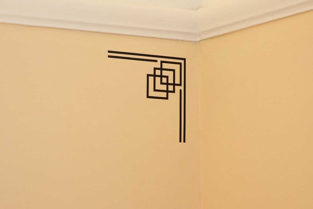 Large Pair 2 Art Deco Style Corner Stickers/wall Decal 203mm 11 Colours ...