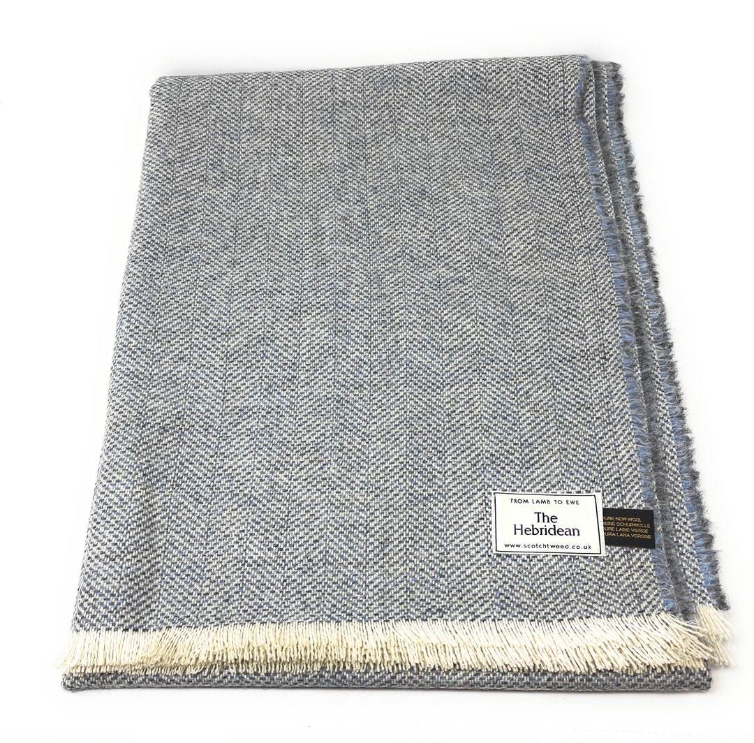 Pure Wool Tweed Throw Grey and Cream Broken Herringbone Ref 2211/010 - Etsy