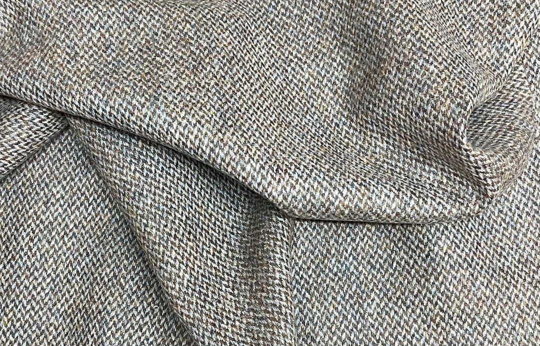 Abraham Moon Tweed Fabric 100% Pure Wool Brown Micro Herringbone REF ...