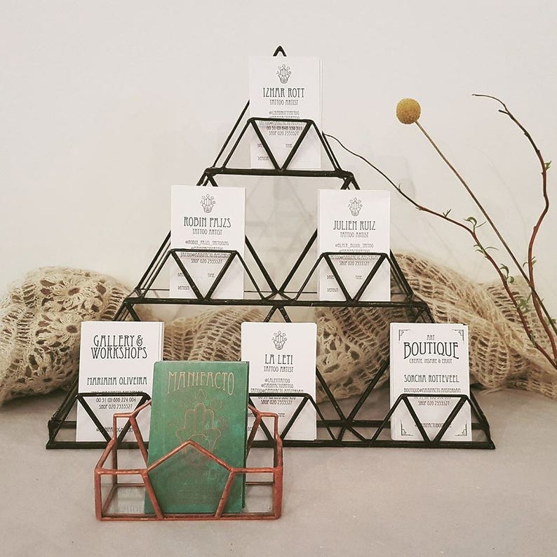 Geometrical Stained Glass Business Card Holder for Multiple Cards ...