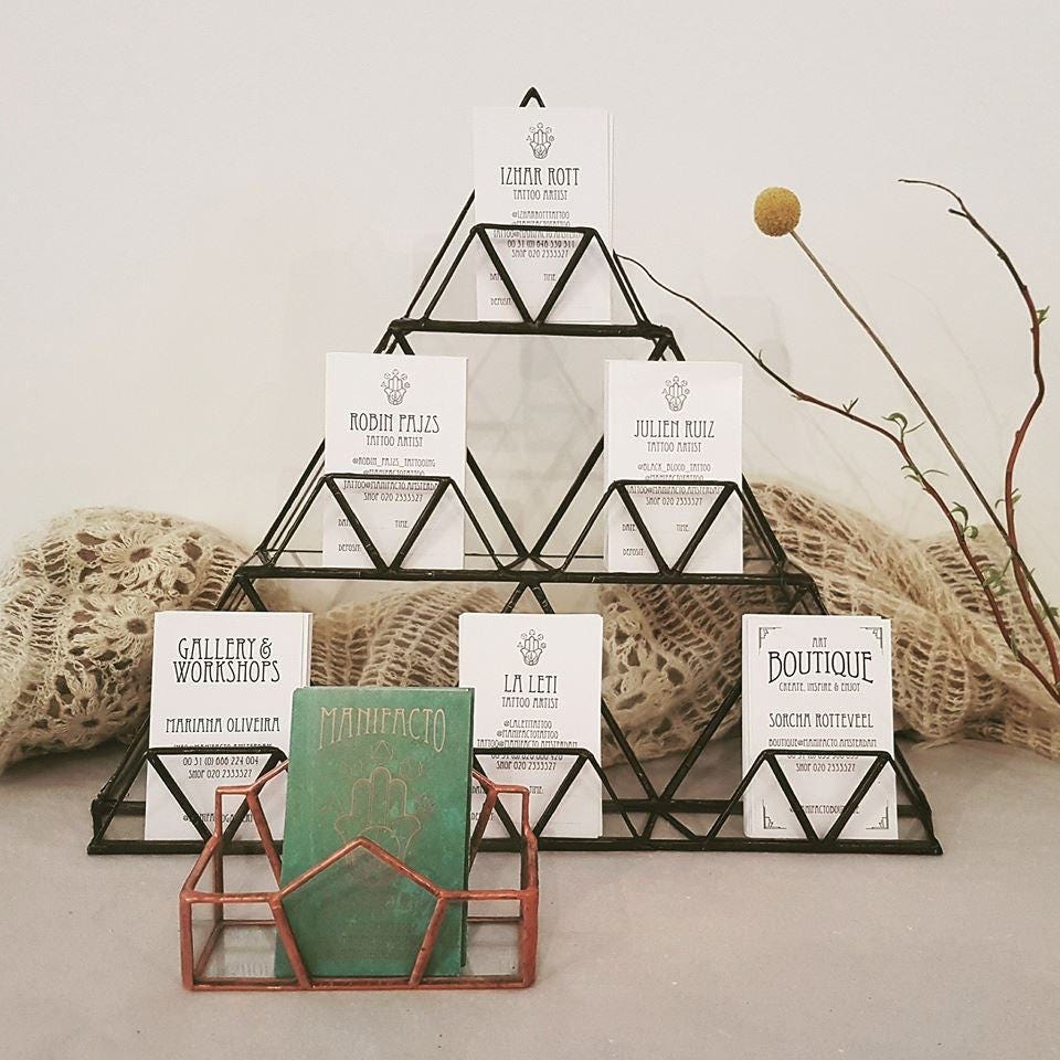 Geometrical Stained Glass Business Card Holder for Multiple Cards ...