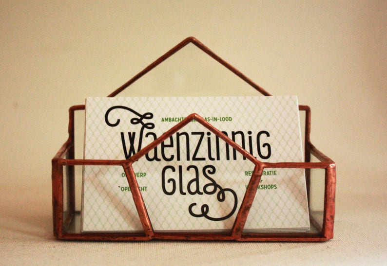 Stained Glass Business Card Holder, Dodecahedron Card Box, Card Display ...