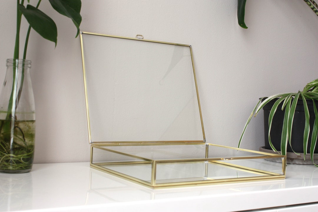 Display Case, Glass and Brass 30 X 25 Cm (12 X 10"), Brass Box, Jewelry ...