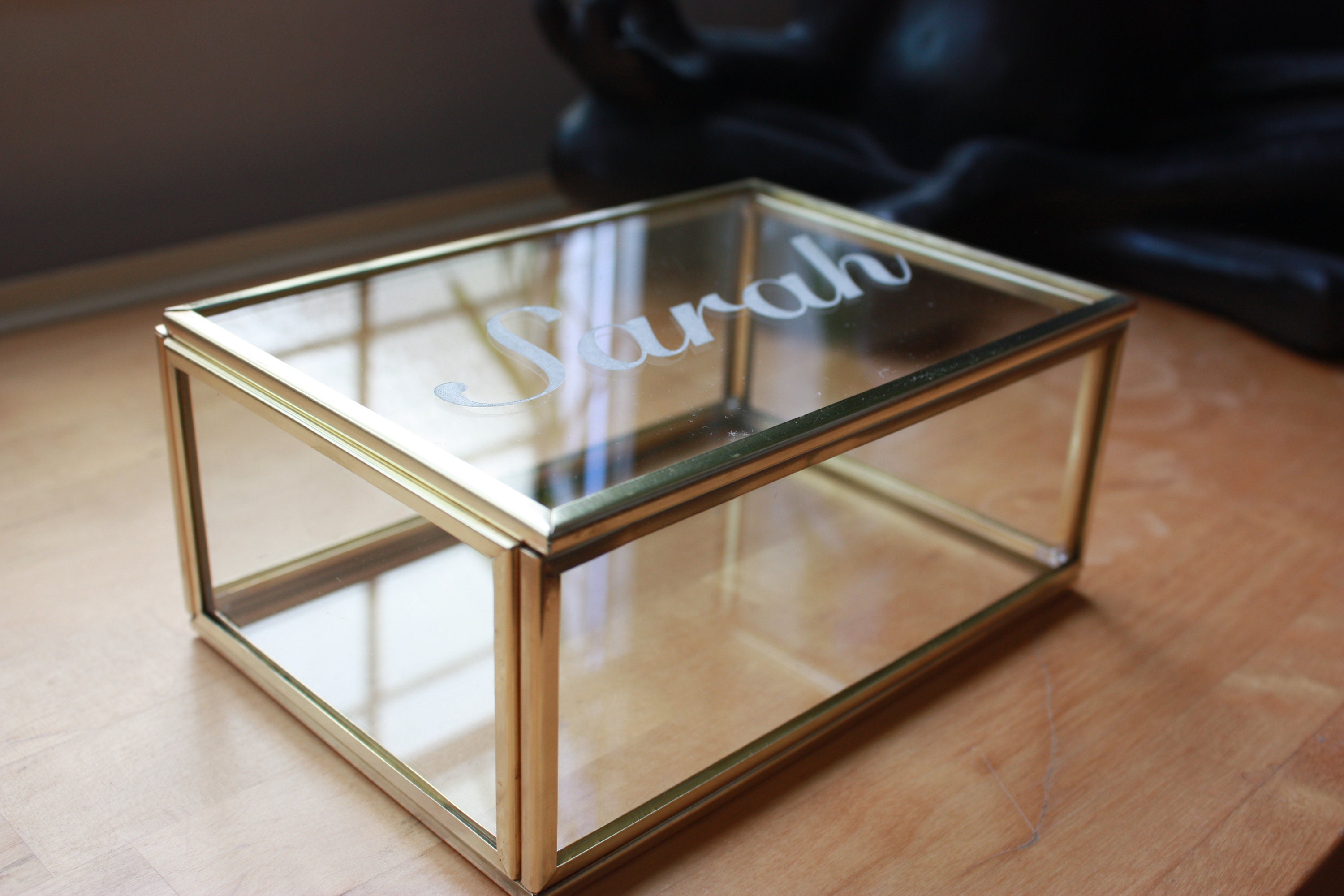 Personalized Glass Display Case Brass Box Jewelry Display | Etsy