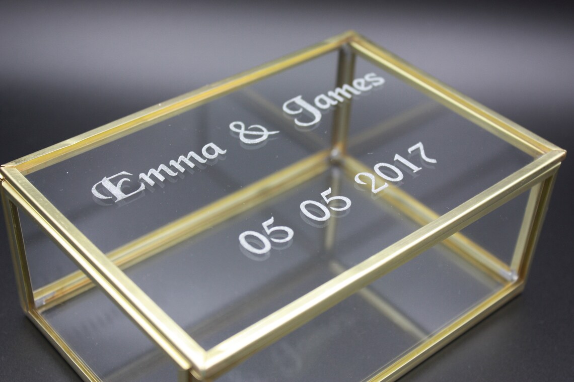 Personalized Glass Display Case, Brass Box, Jewelry Display, Keepsake ...
