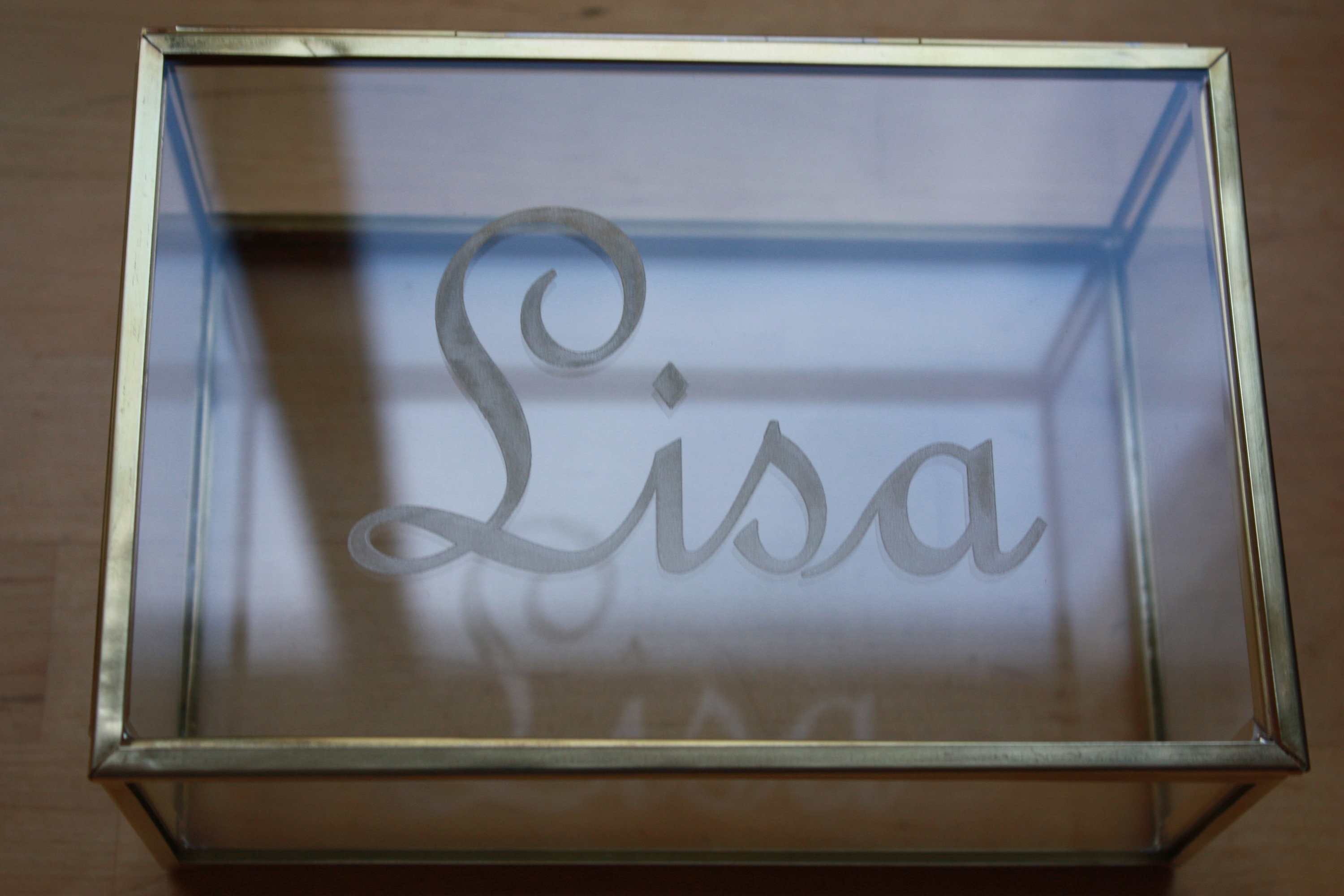 Personalized glass display case brass box jewelry display | Etsy