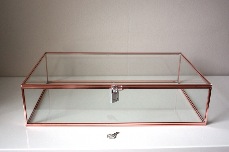 Rosé gouden grote glazen display box (tot 40 cm / 16 inch), custom ...