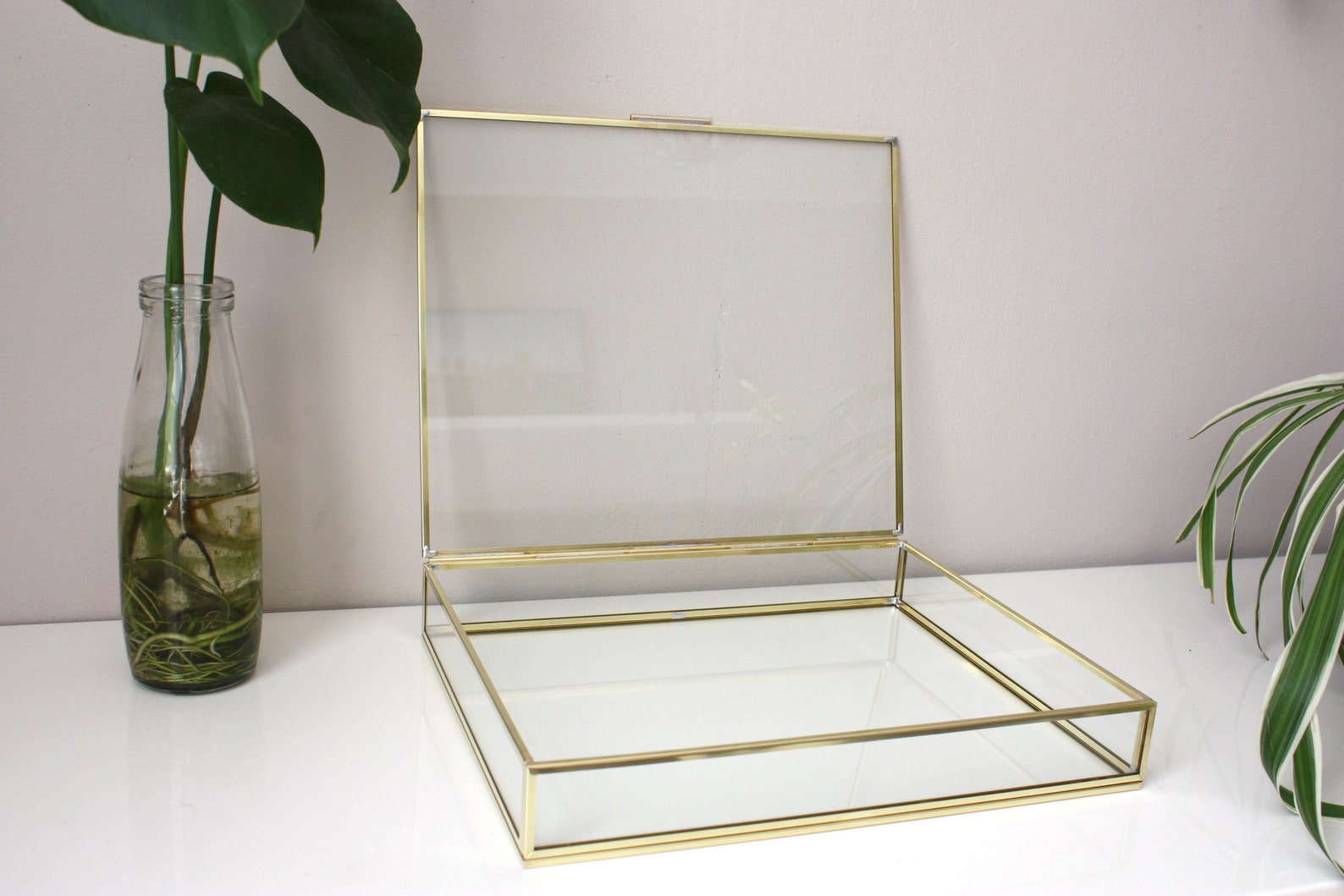 Display Case, Glass and Brass 30 X 25 Cm (12 X 10"), Brass Box, Jewelry ...