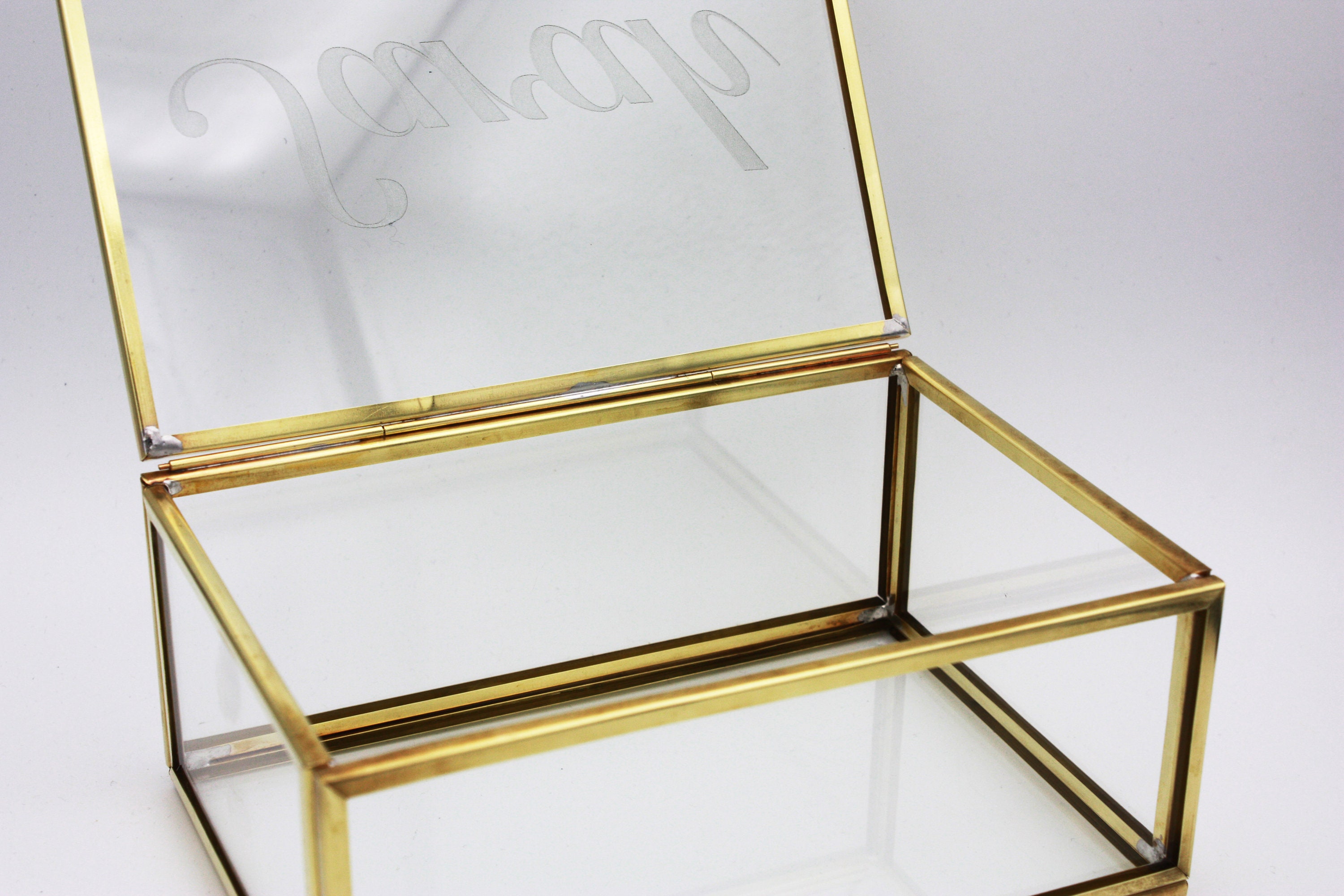 Personalized Glass Display Case Brass Box Jewelry Display | Etsy