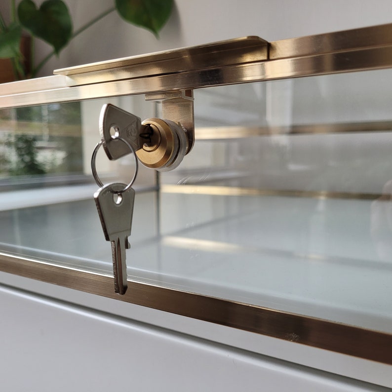 Lockable Tempered Glass Vitrine from 40 Cm / 16 Inch Brass - Etsy