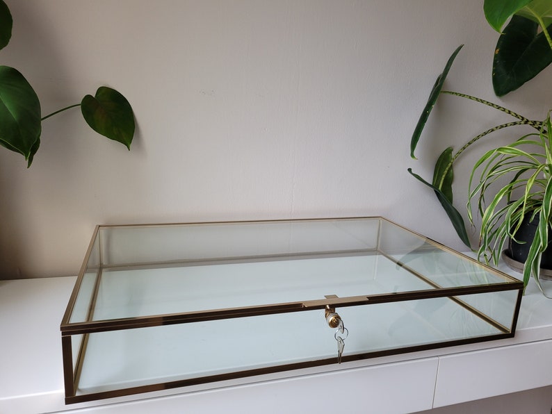 Lockable Tempered Glass Vitrine from 40 Cm / 16 Inch Brass - Etsy