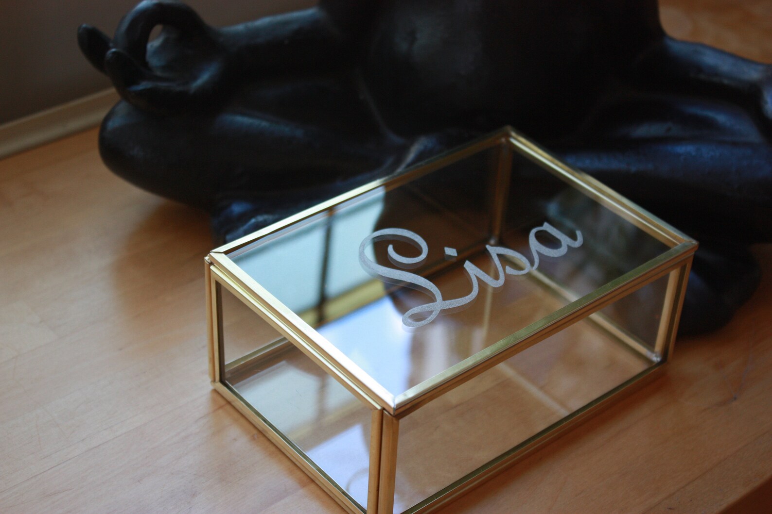 Personalized glass display case brass box jewelry display | Etsy