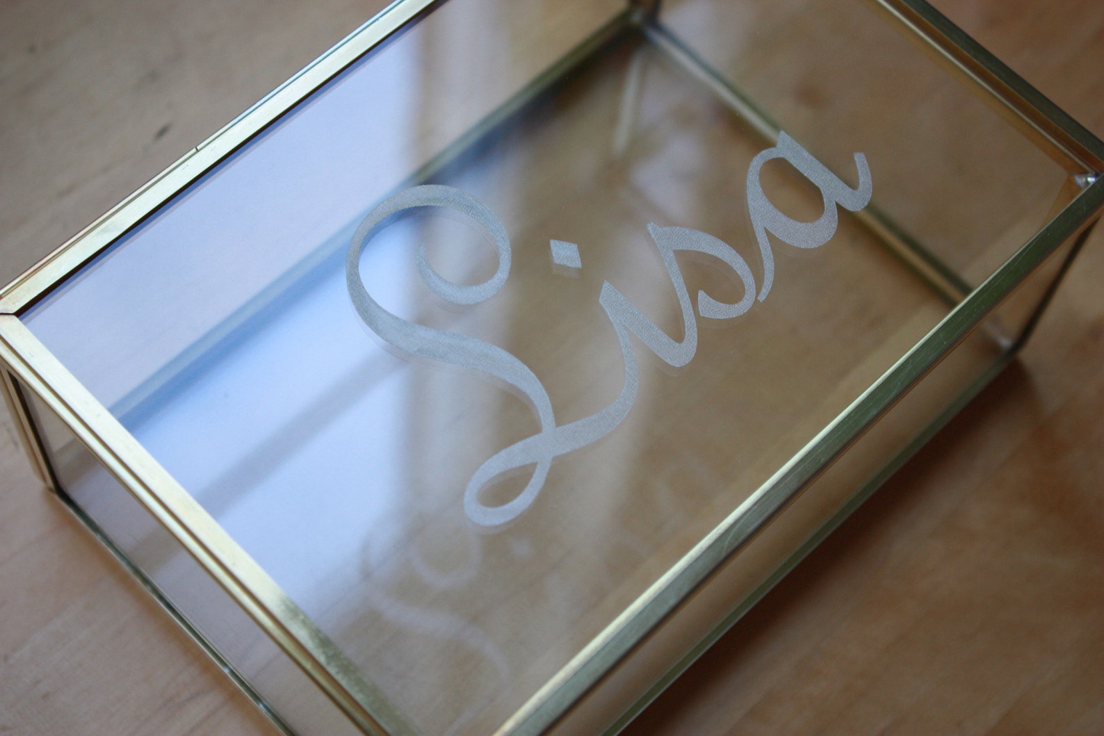 Personalized glass display case brass box jewelry display | Etsy