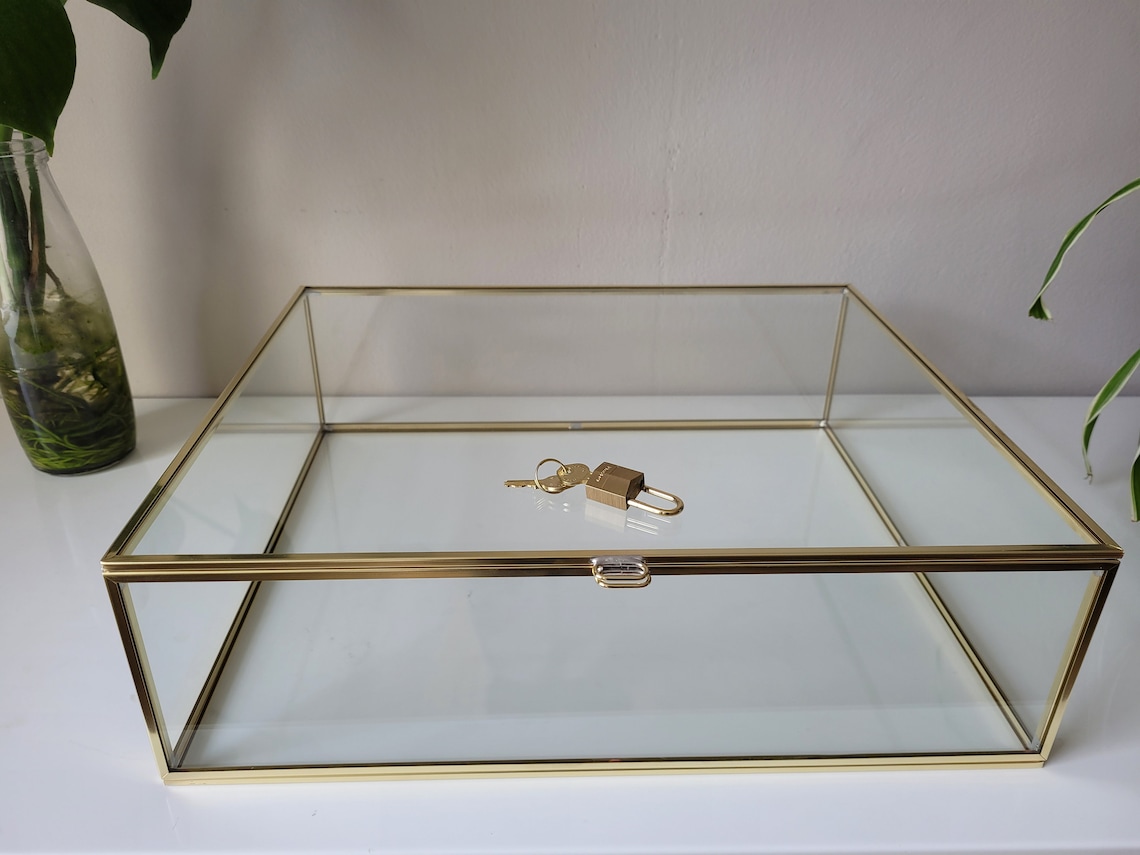 Glass Display Case 15 X 14/ 14 X 12 Brass Box | Etsy