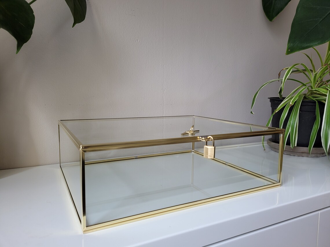 Glass Display Case 15 X 14/ 14 X 12 Brass Box | Etsy