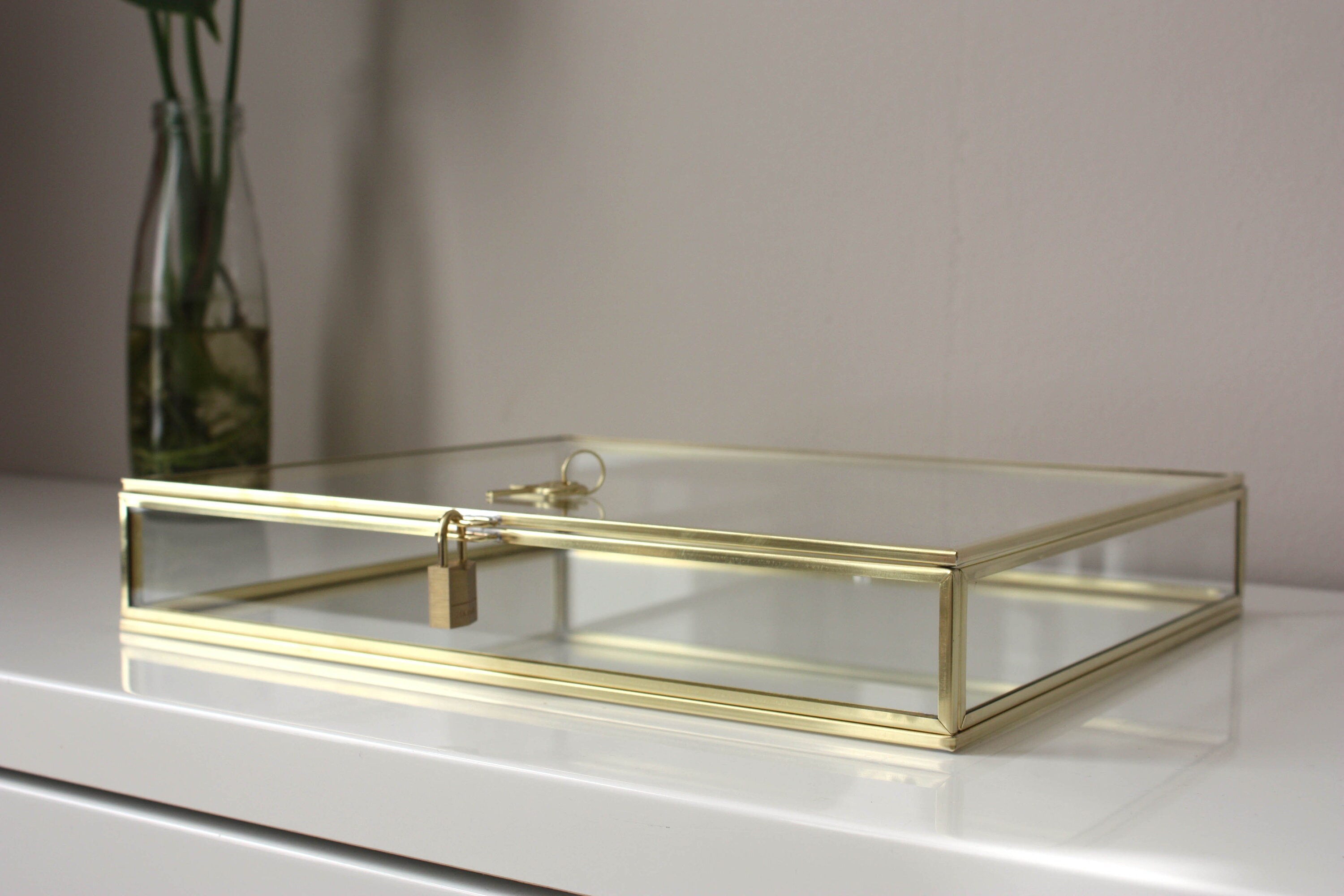 Display Case, Glass and Brass 30 X 25 Cm 12 X 10, Brass Box, Jewelry ...