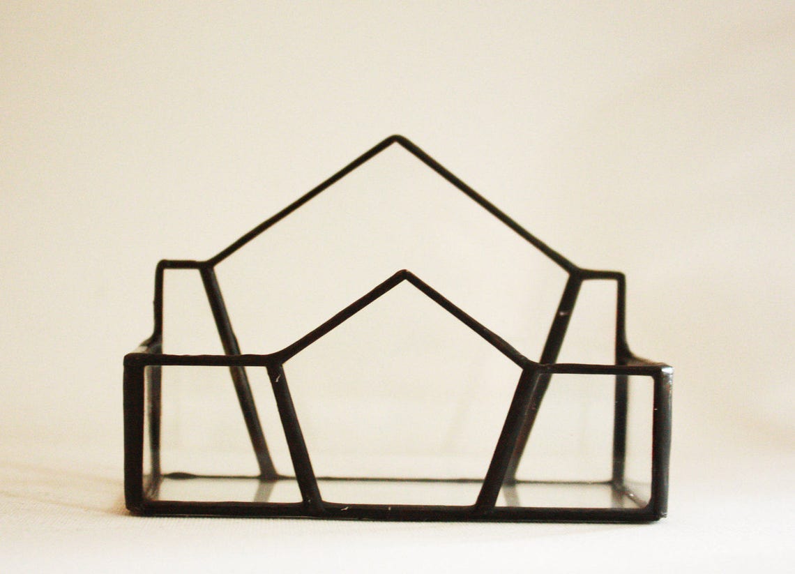 Stained glass business card holder dodecahedron card box | Etsy