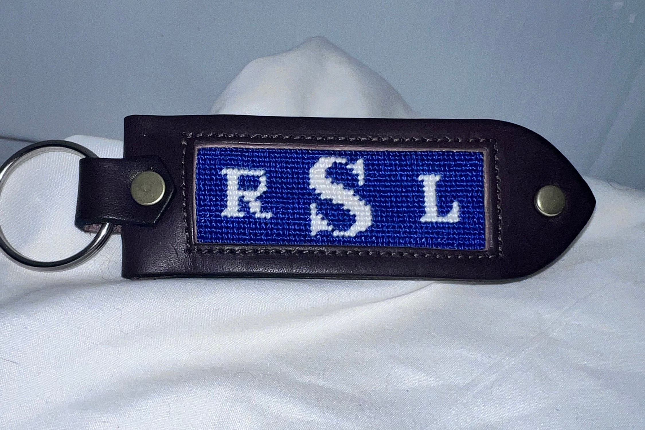 Handmade Needlepoint Monogram Keychain - Etsy