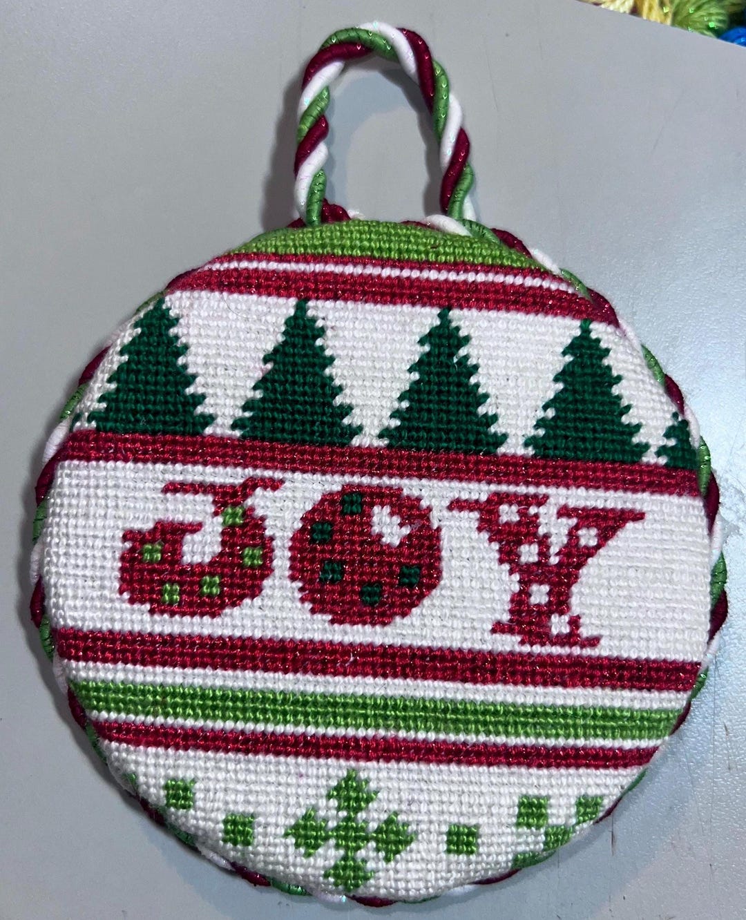 4” JOY Needlepoint Christmas Ornament - Etsy
