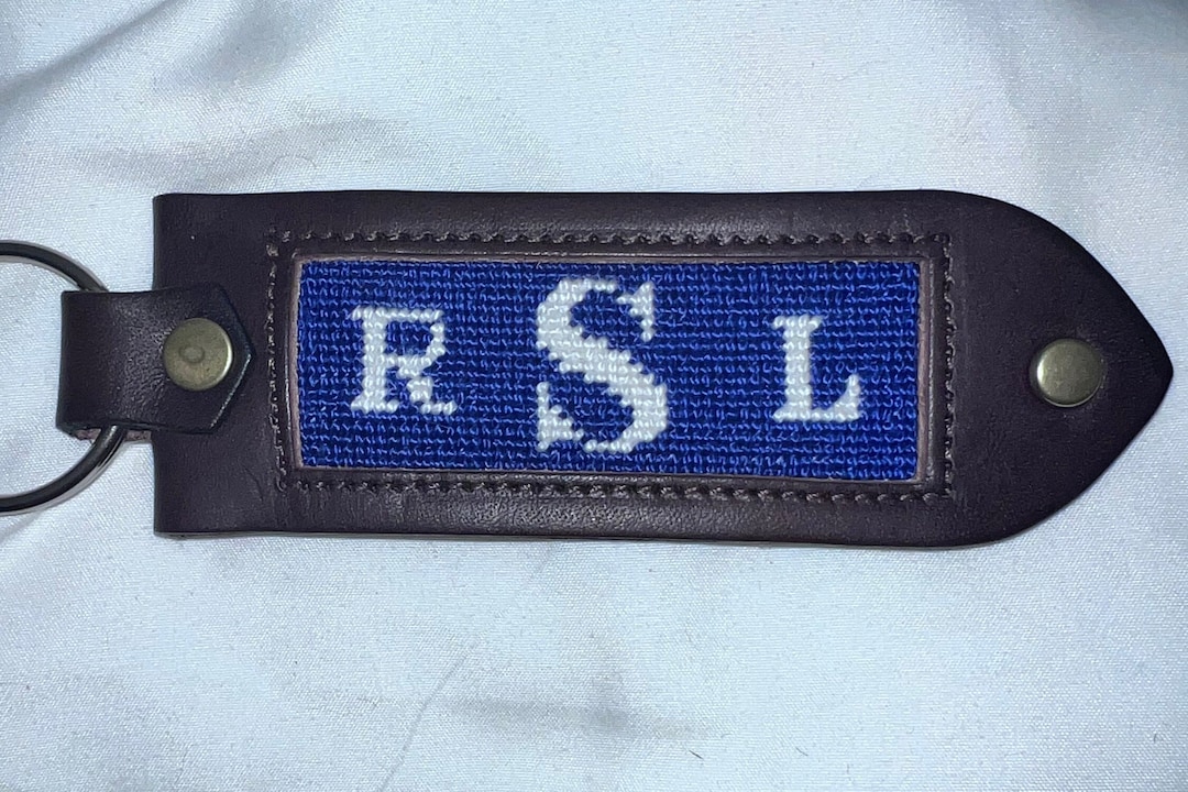 Handmade Needlepoint Monogram Keychain - Etsy