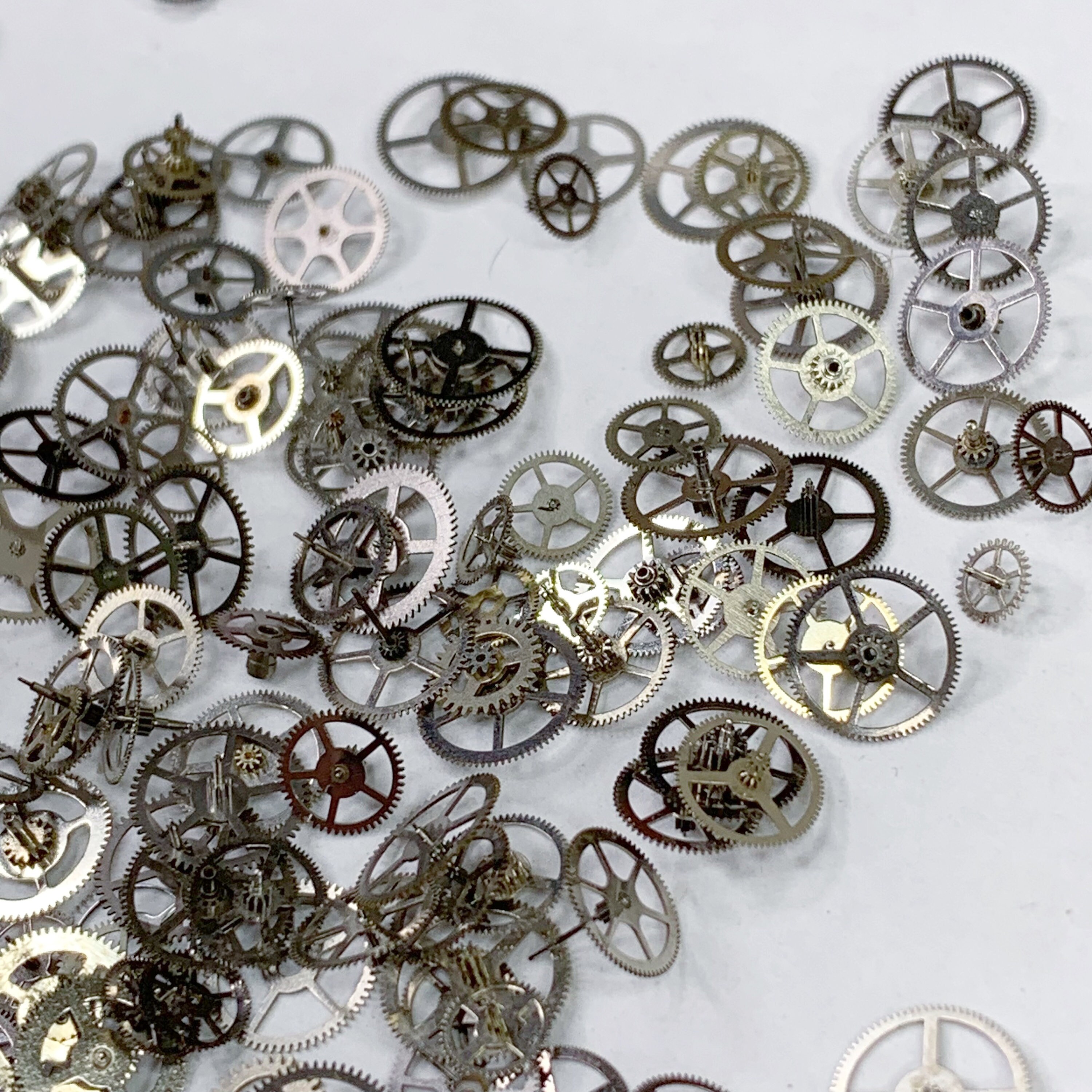 25 Shiny Silver Watch Wheels Altered Art Part Gear Steampunk Vtg ...