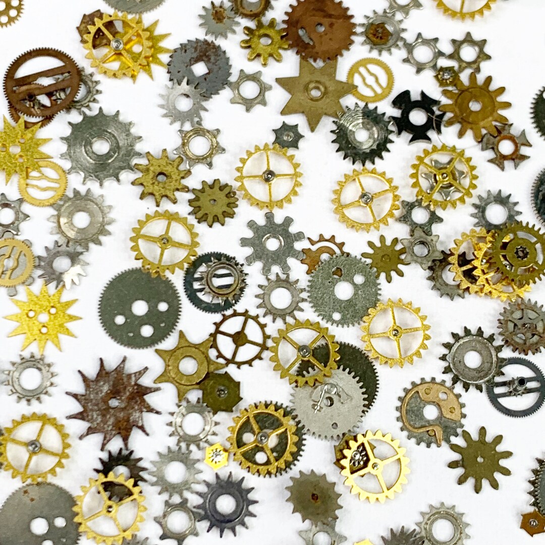 25 Unique Watch Gears Part Steampunk Lot Watchmaker Repair Sun Star ...