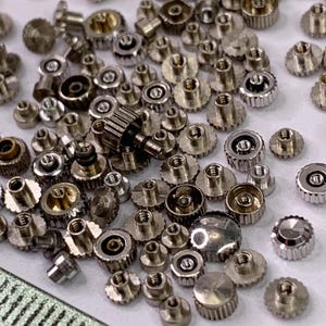 100 Tiny Watch Crowns Silver Parts Steampunk Art Watchmaker Repair Lot ...