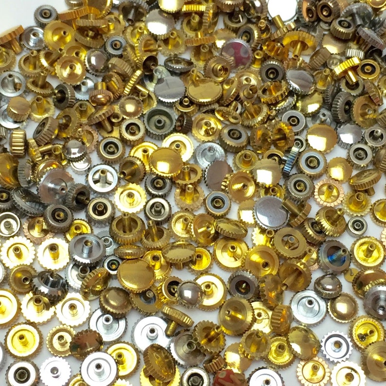 100 Watch Crowns Gold Silver Parts Altered Art Steampunk - Etsy