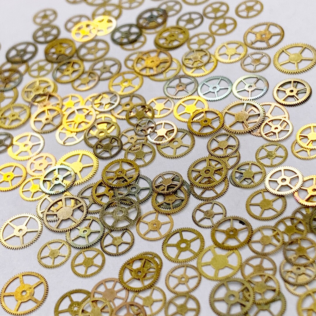 25 Flat Watch Wheels Gold Copper Oil Slick Rainbow Steampunk Gear Part ...