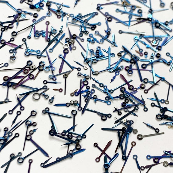 50 Blue Steel Watch Hands Stick Steampunk Repair Art - Etsy