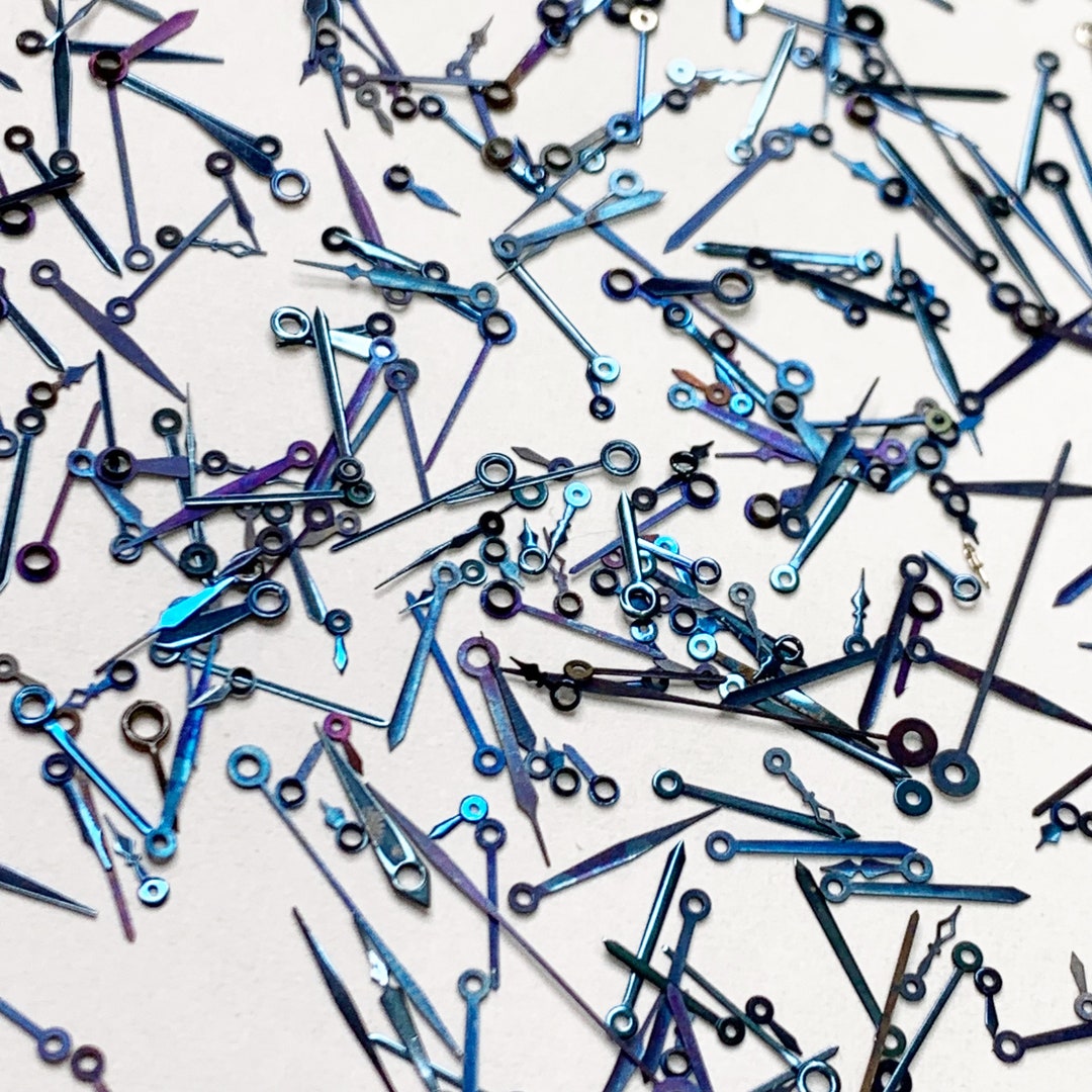 50 Blue Steel Watch Hands Stick Steampunk Repair Art Watchmaker Repair ...