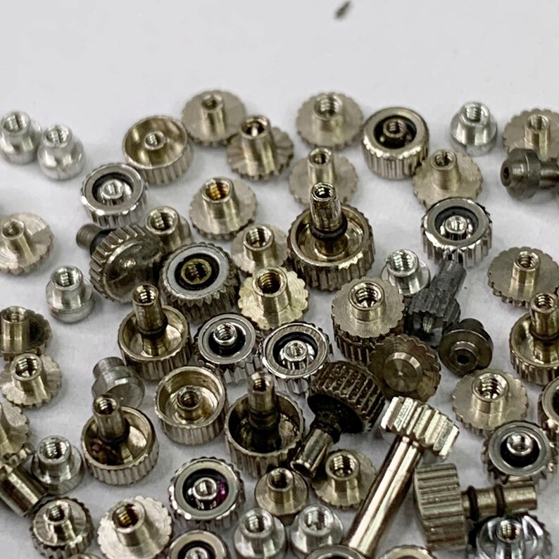 100 Tiny Watch Crowns Silver Parts Steampunk Art Watchmaker Repair Lot ...