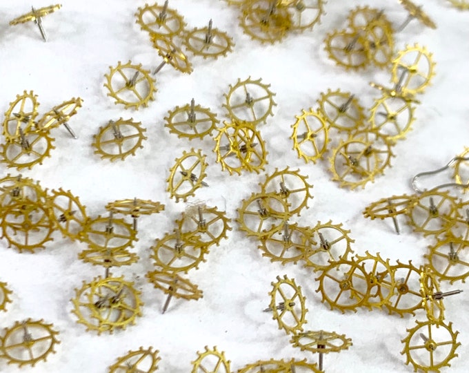 100 Gold Escape Wheels 4.7mm Watch Parts Steampunk Gears Repair Art ...