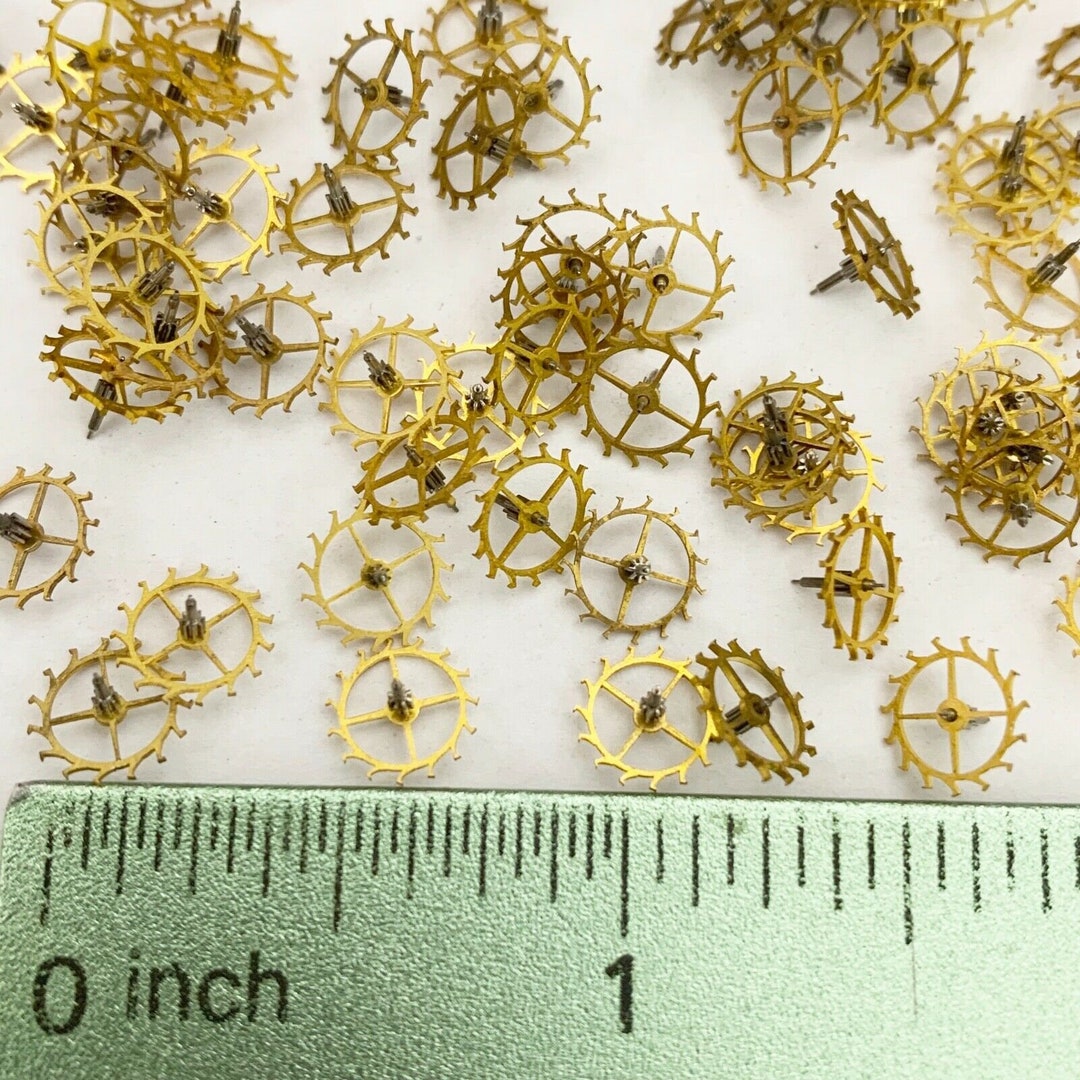 25 Gold Escape Wheels 7mm Watch Parts Steampunk Gears Altered Art ...
