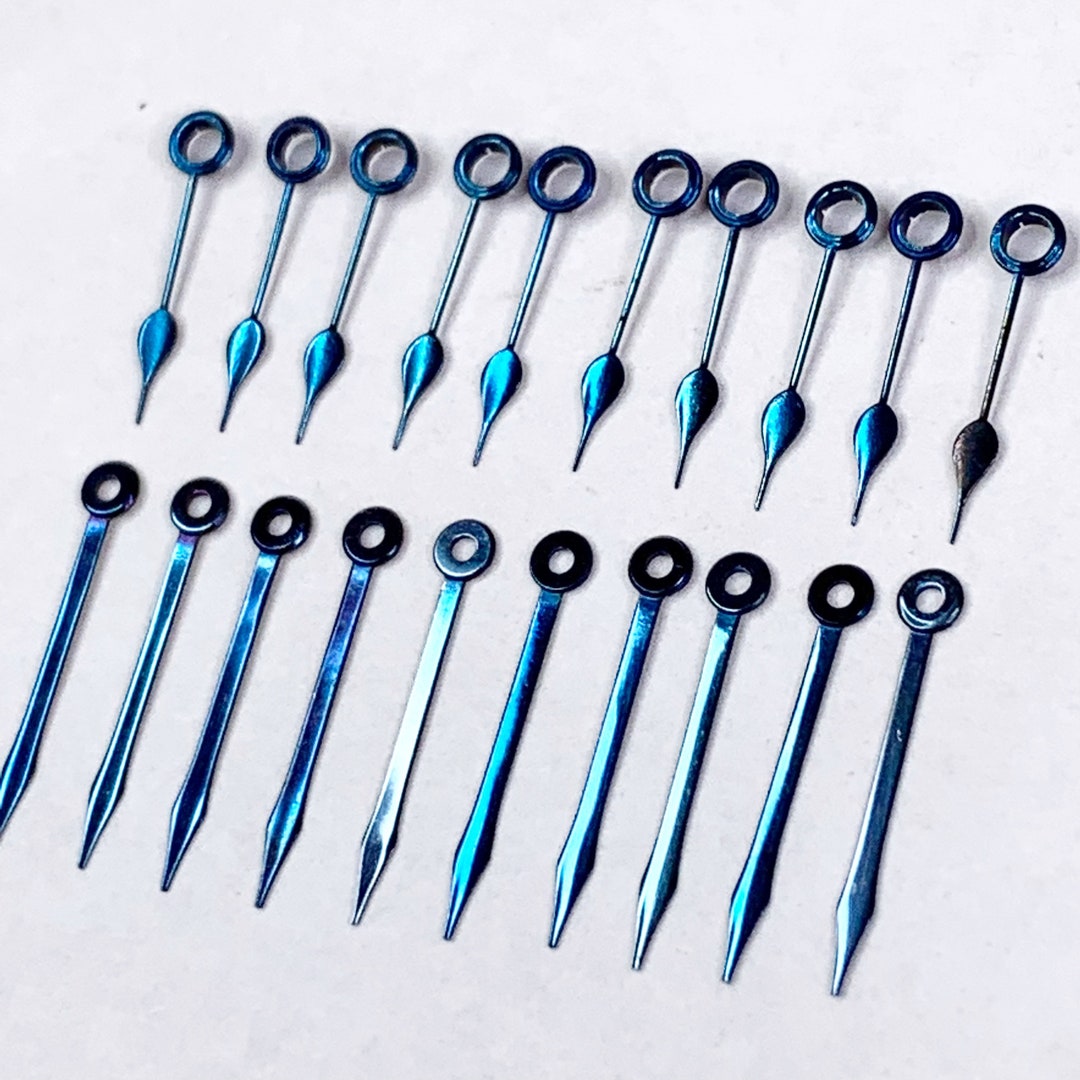 20 Blue Steel Watch Hands 10-12mm Spade Steampunk Art Watchmaker Repair ...