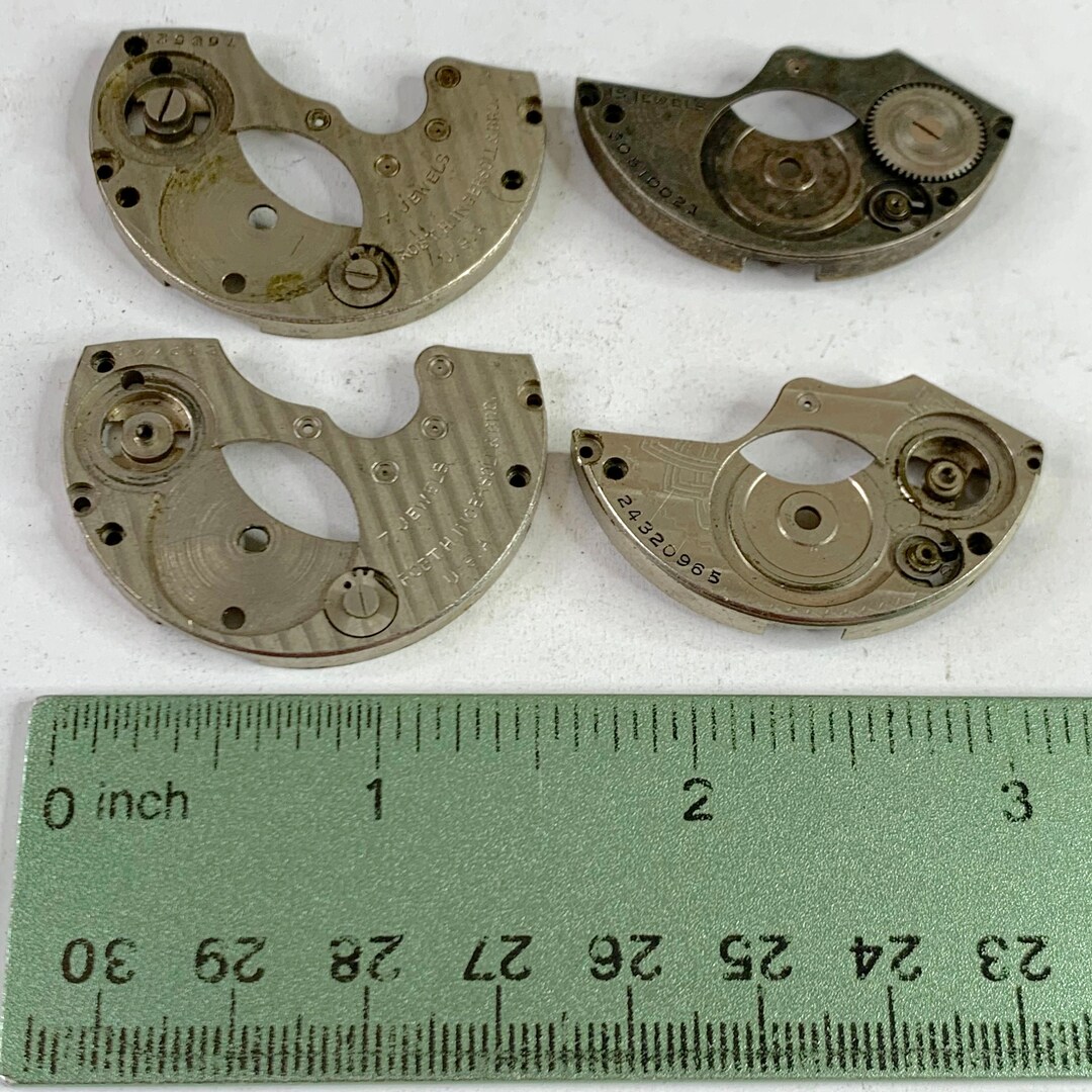 4 Watch Plates Steampunk Part Etched Pocket Lot Vtg Altered Art Vintage ...