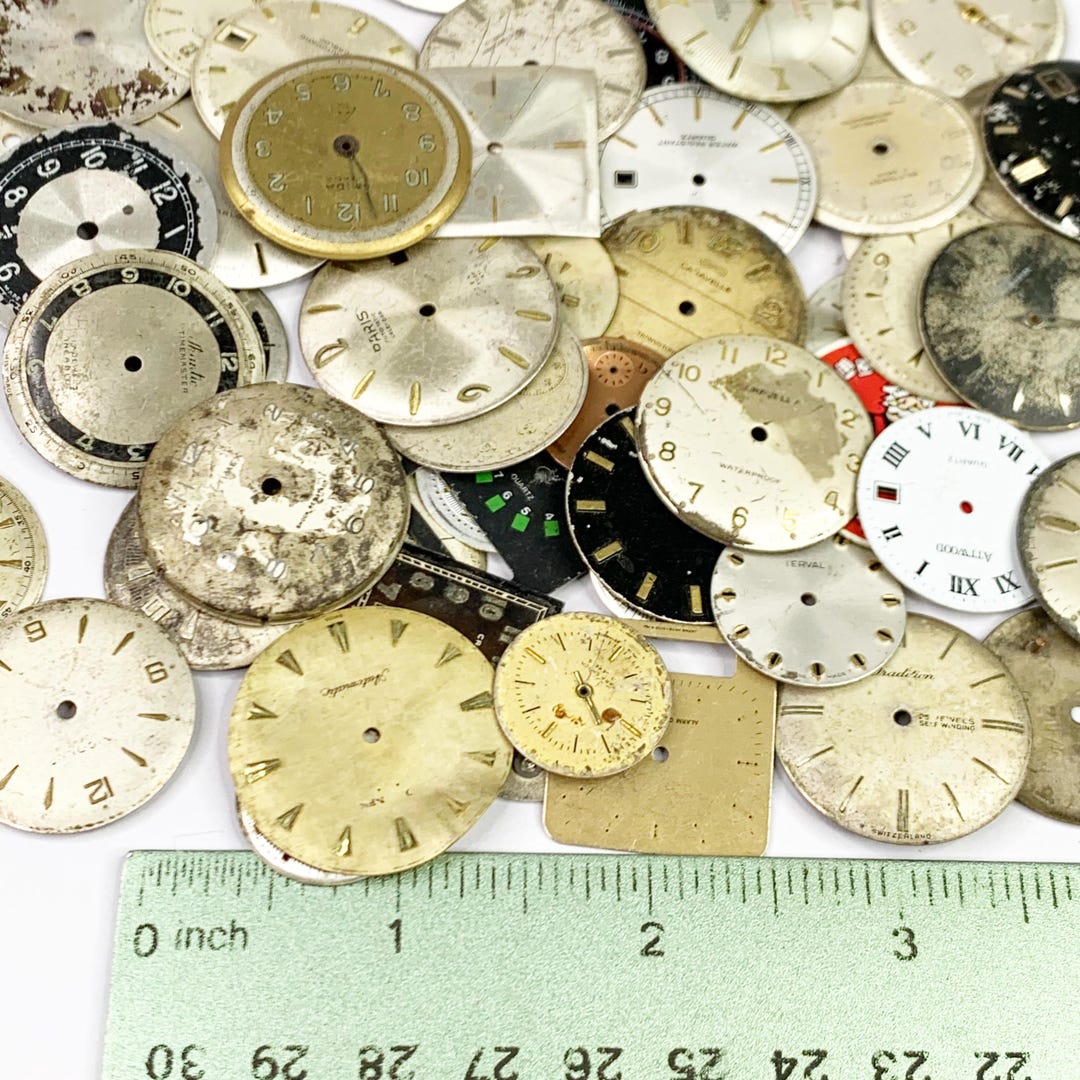10 Watch Dials Face Art Distressed Steampunk Part Watchmaker Lot White ...