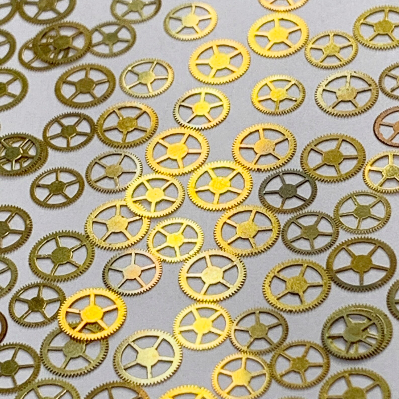 50 Flat Watch Wheel 5mm Gold Copper Oil Slick Steampunk Gear Part ...