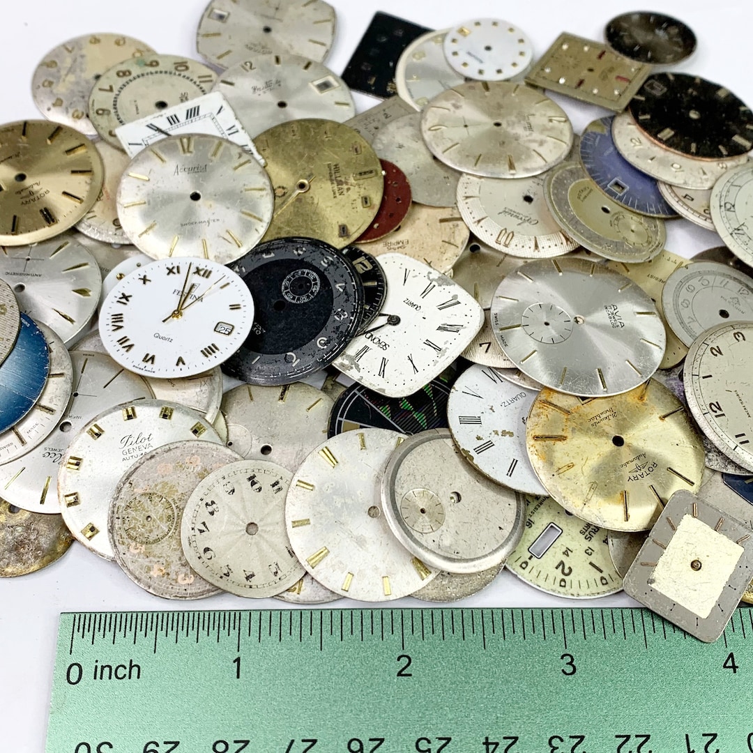 10 Watch Dials Face Art Deco Distressed Steampunk Part Watchmaker Lot ...