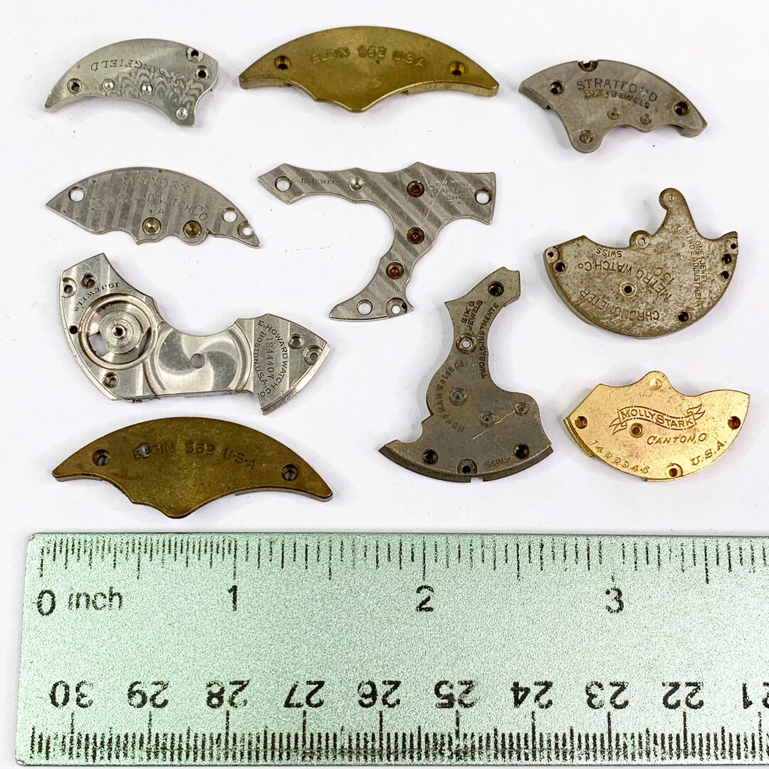 10 Bridge Plates Watchmaker Repair Lot Watch Part Pocket Elgin ...