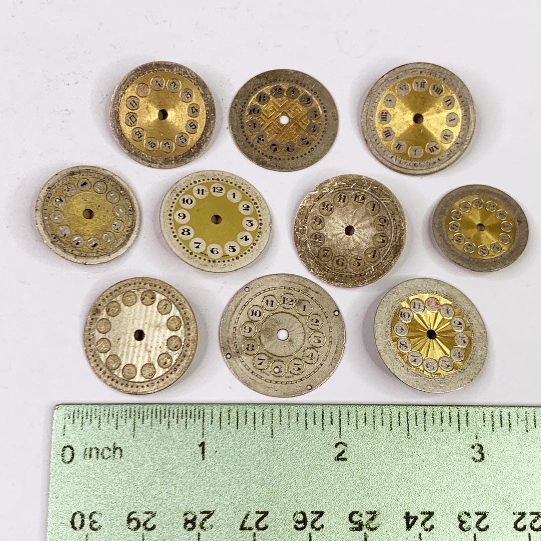 10 Art Deco Watch Telephone Dials Face Part Gold Watchmaker Lot Vtg Atq ...