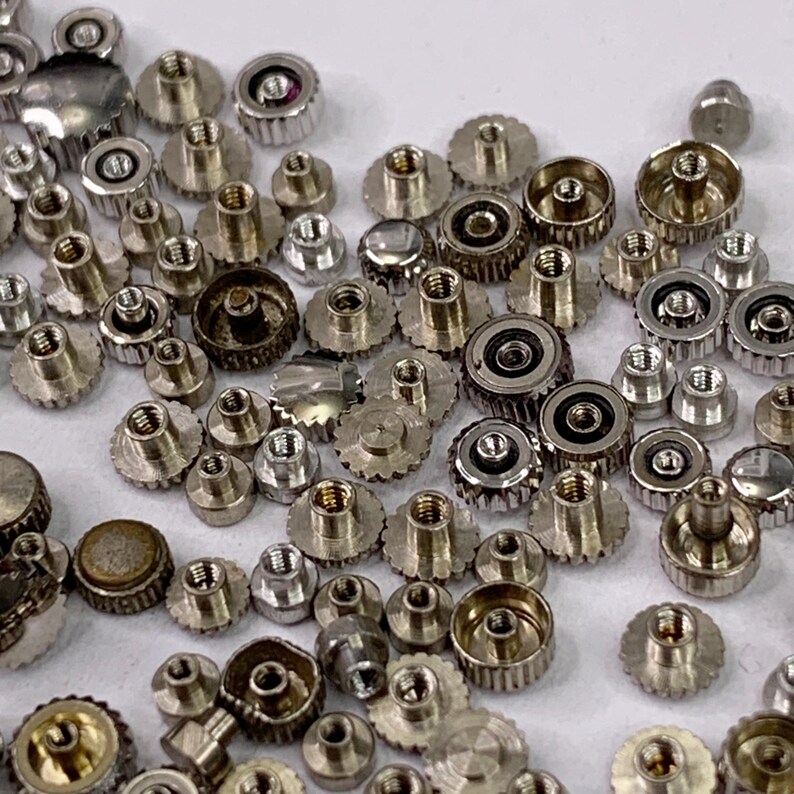 100 Tiny Watch Crowns Silver Parts Steampunk Art Watchmaker Repair Lot ...