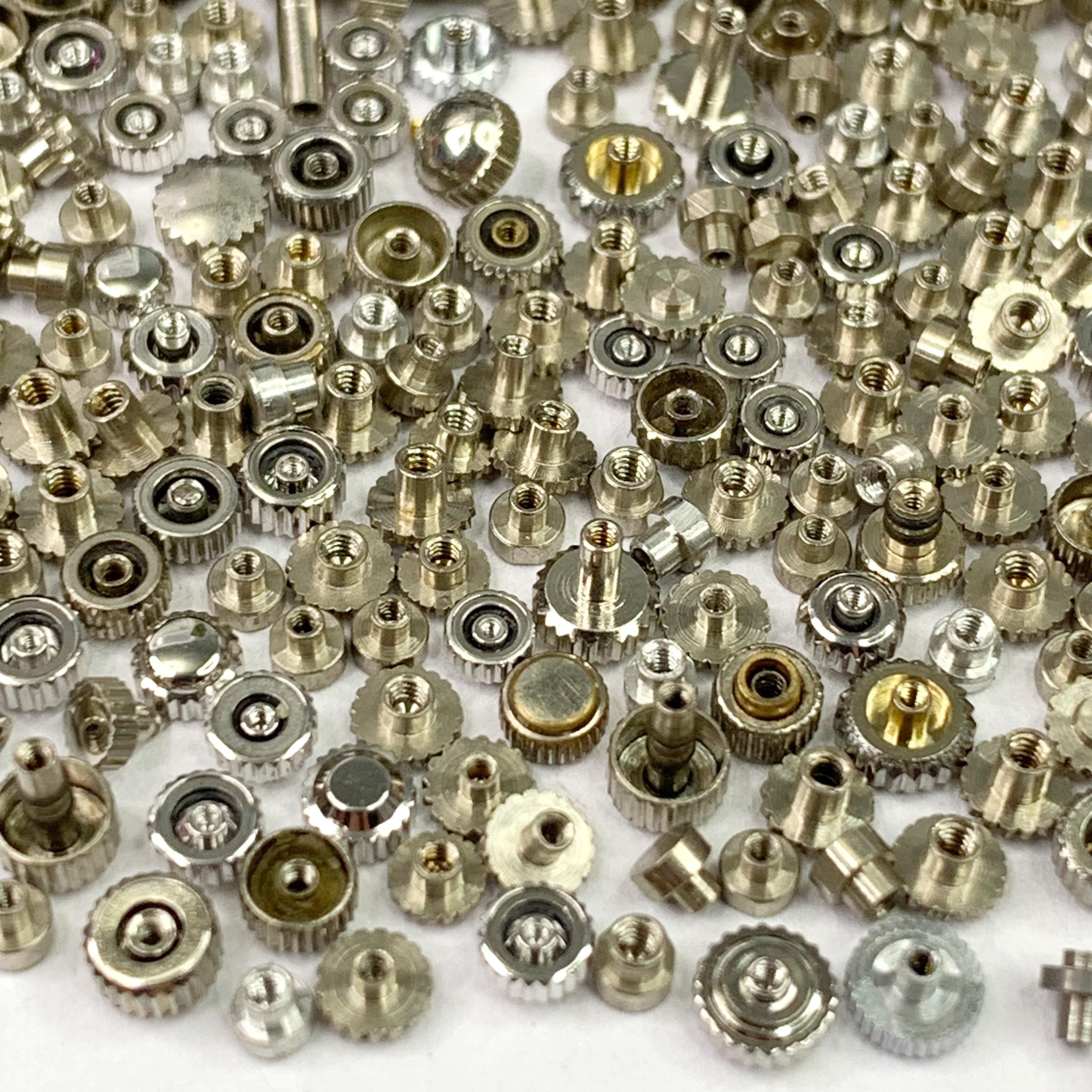100 Tiny Watch Crowns Silver Parts Steampunk Art Watchmaker Repair Lot ...