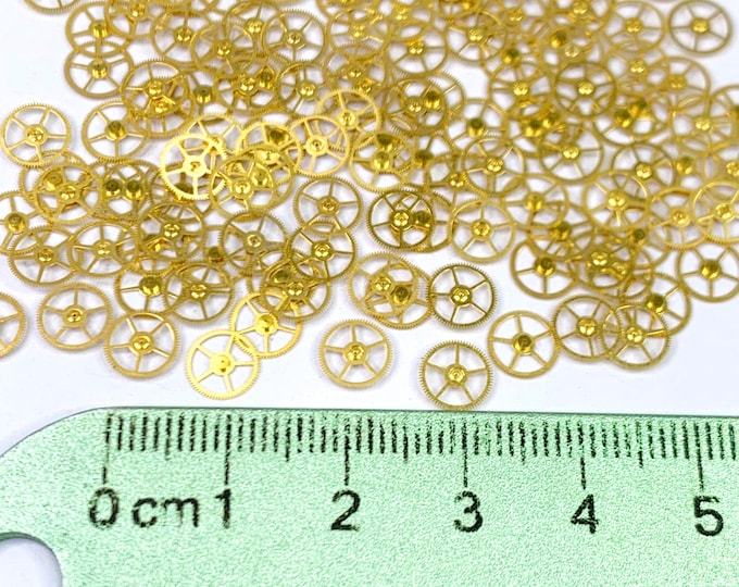 25 Flat Gold Escape Wheels Watch Parts Steampunk Gear Altered Art ...