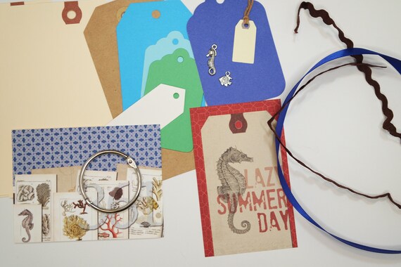 Craft Supplies & Tools Stamping Beach theme Tag Album Kit Paper, Party ...