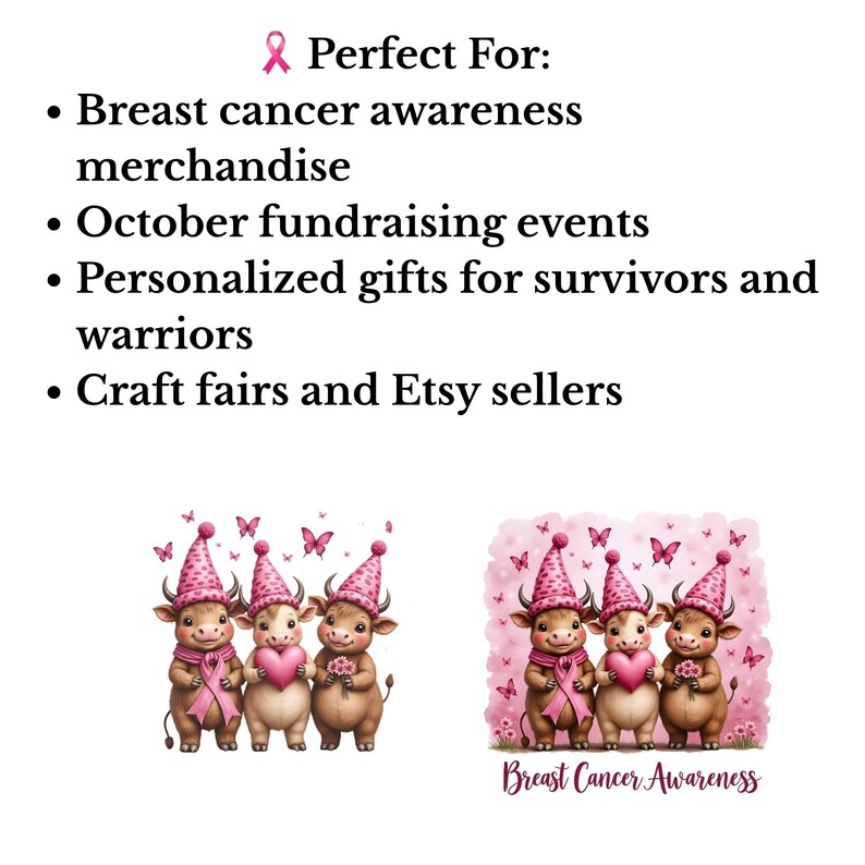 Breast Cancer Awareness Highland Cow PNG: Ribbon, Heart, Flowers ...